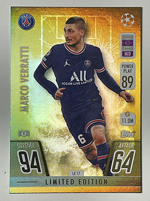 LE17 Marco Veratti (PSG) Gold Limited Edition Match Attax 2021/22 ...