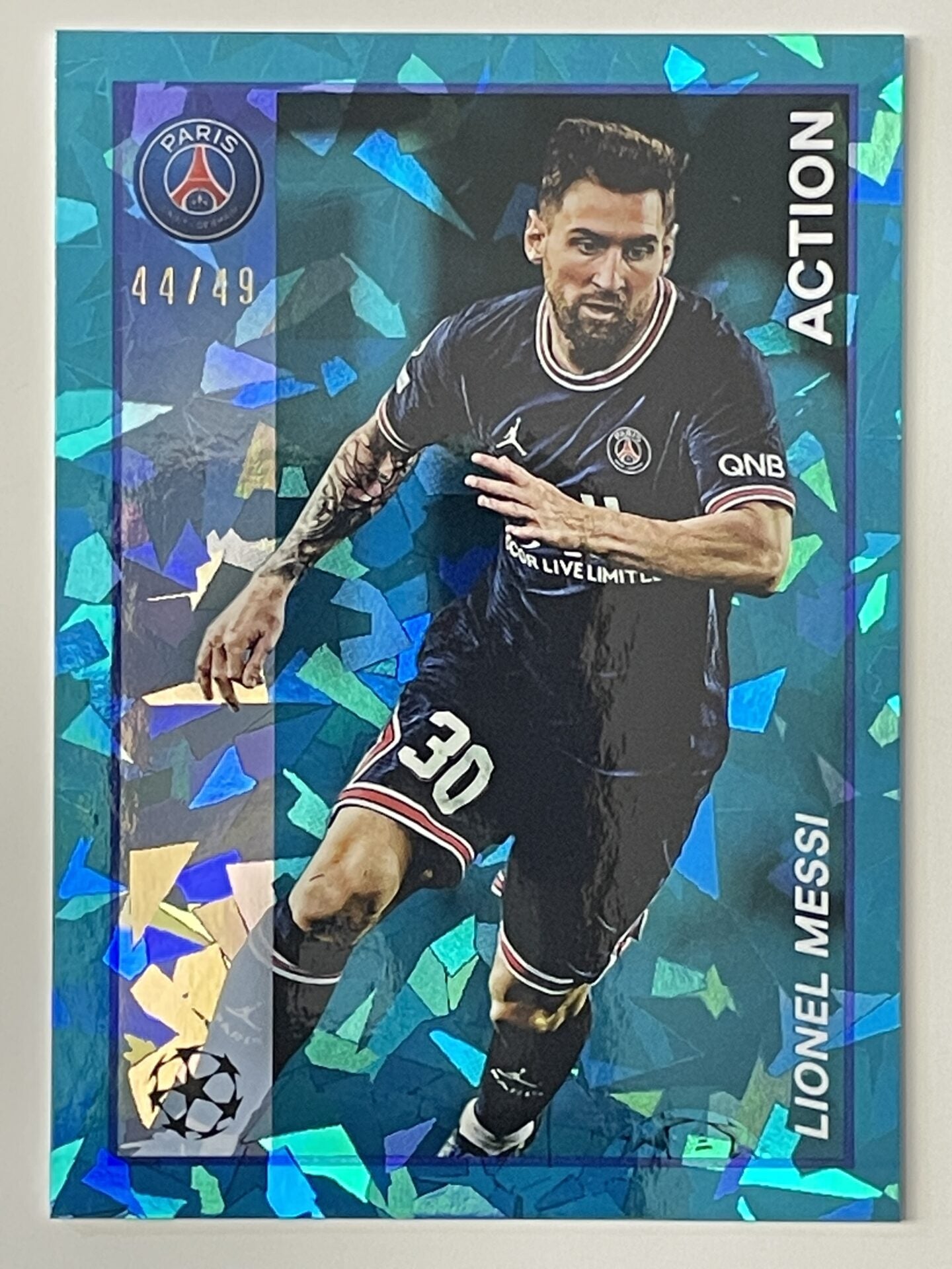 127 Lionel Messi PSG Action Parallel 44/49 Topps Merlin Heritage 97 UE ...