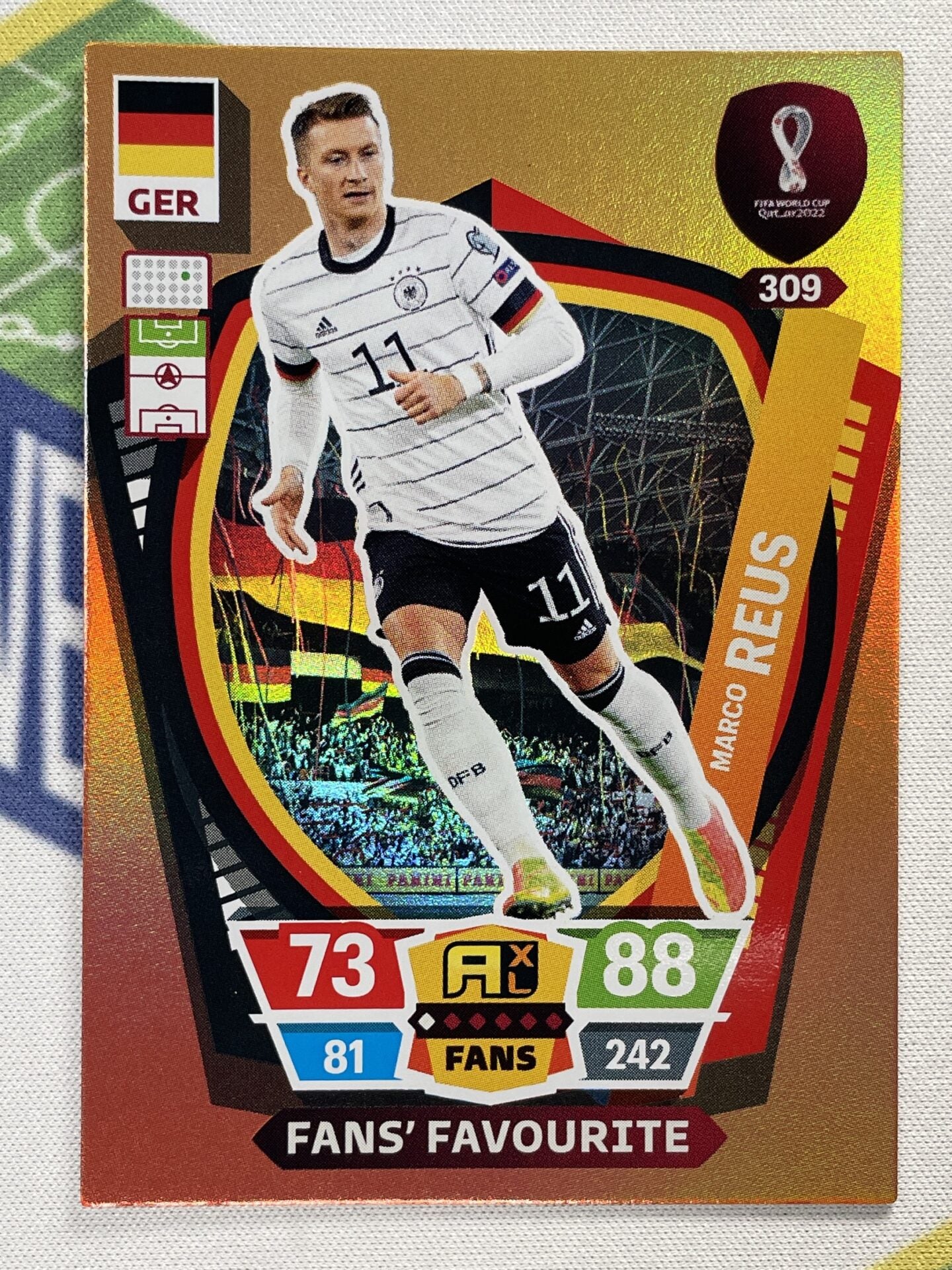 309 Marco Reus Germany Fans Favourites Panini World Cup 2022 Adrenalyn ...