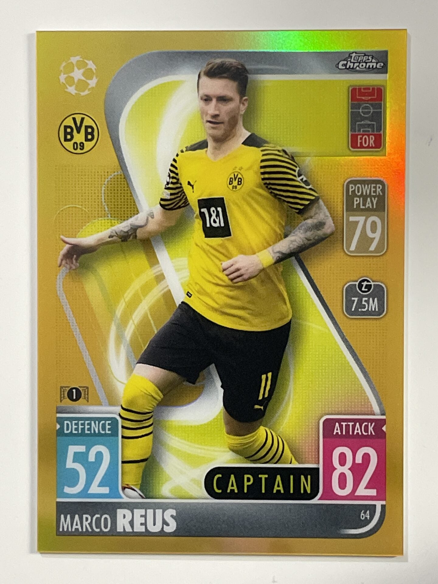 64 Gold Parallel Marco Reus Topps Match Attax 2021/22 Chrome Card (38 ...