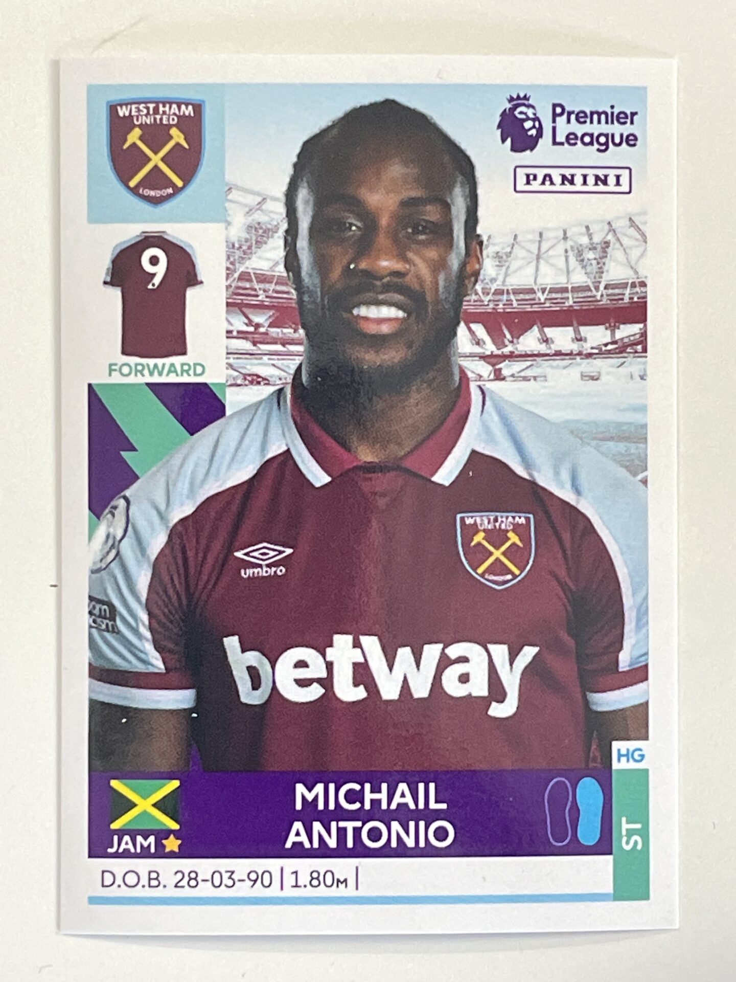 600 Michail Antonio Base West Ham Panini Premier League 2022 Sticker ...