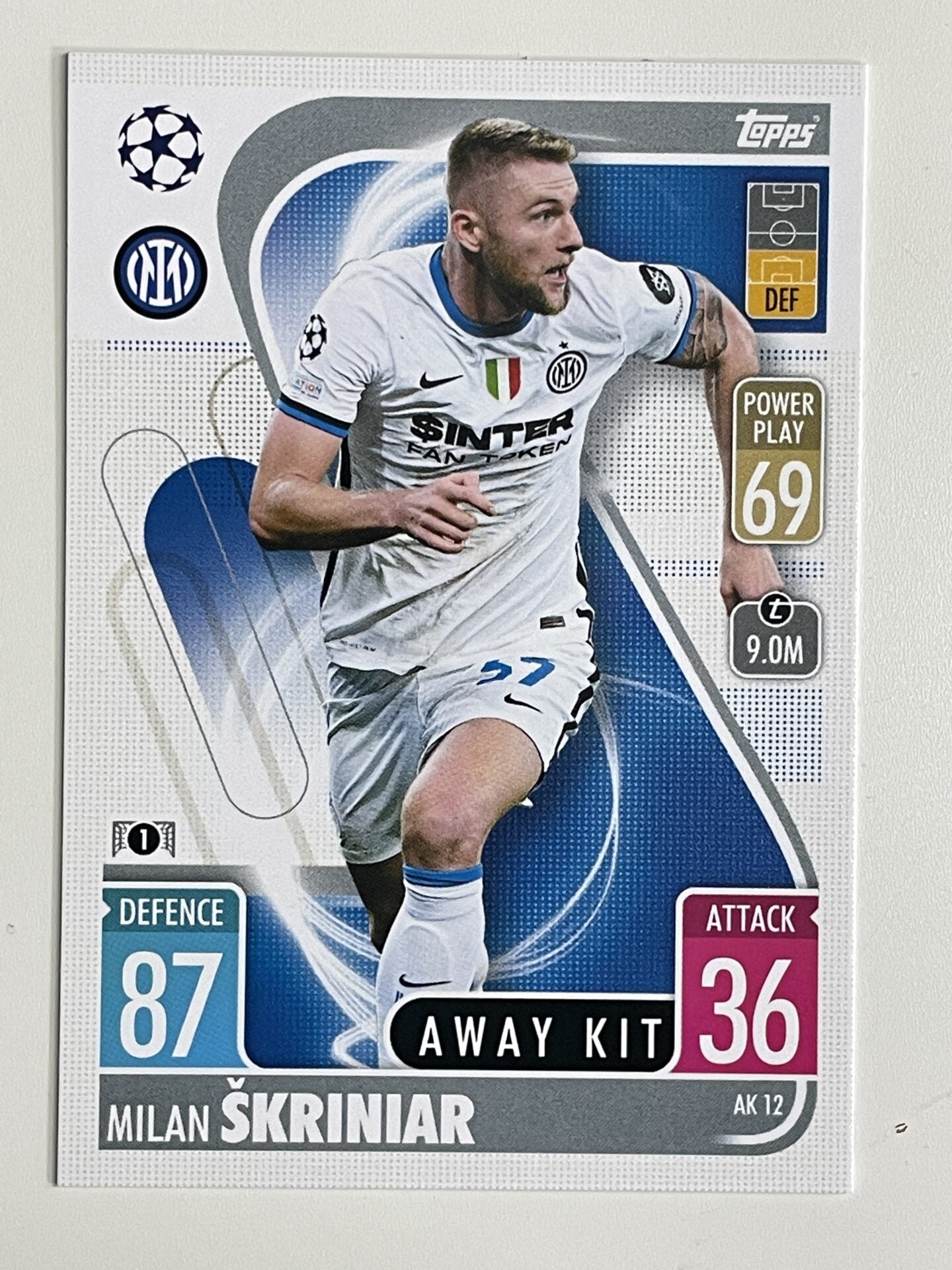 AK12 Milan Škriniar Inter Milan Away Kit Topps Match Attax Extra 2021 ...