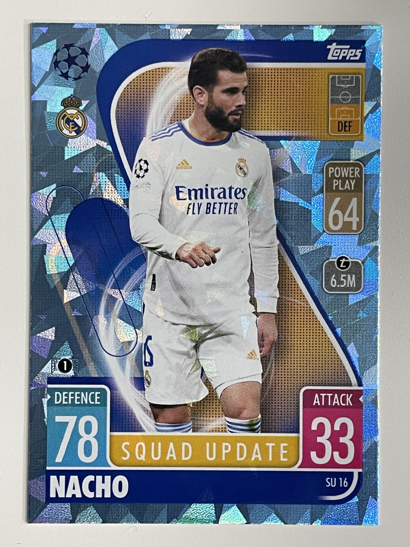 SU16 Nacho Real Madrid Base Crystal Foil Parallel Topps Match Attax Ex ...