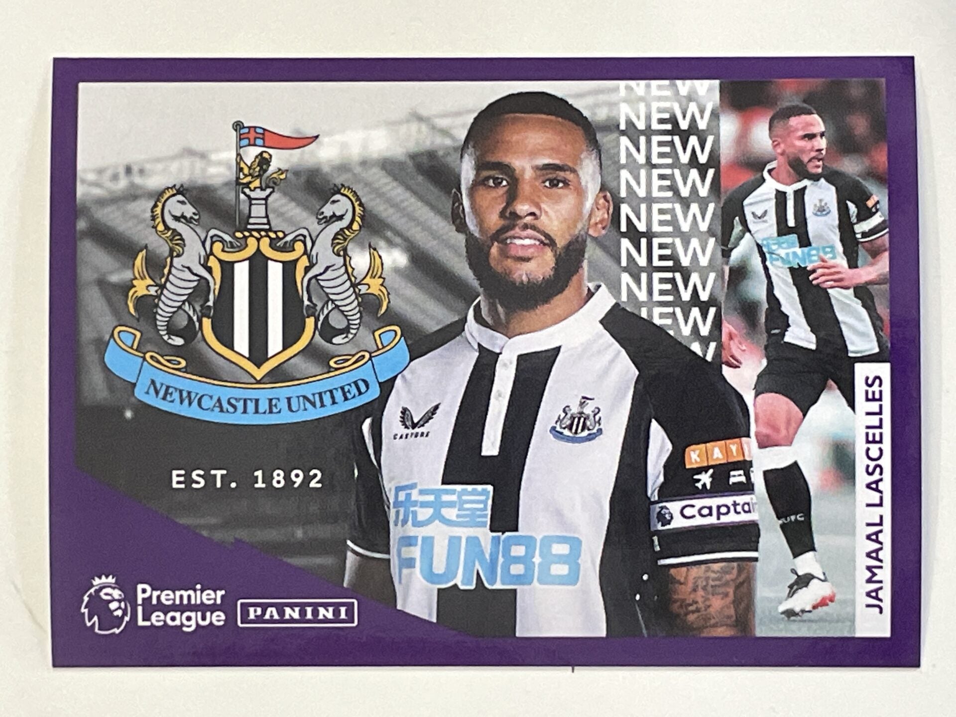 016 Jamaal Lascelles Captain Newcastle United Panini Premier League 20 ...