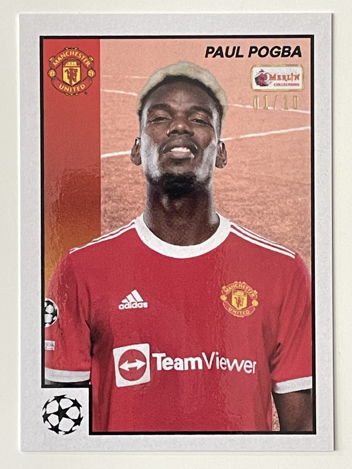 39 Paul Pogba Manchester United Base Parallel 01/10 Topps Merlin Herit ...