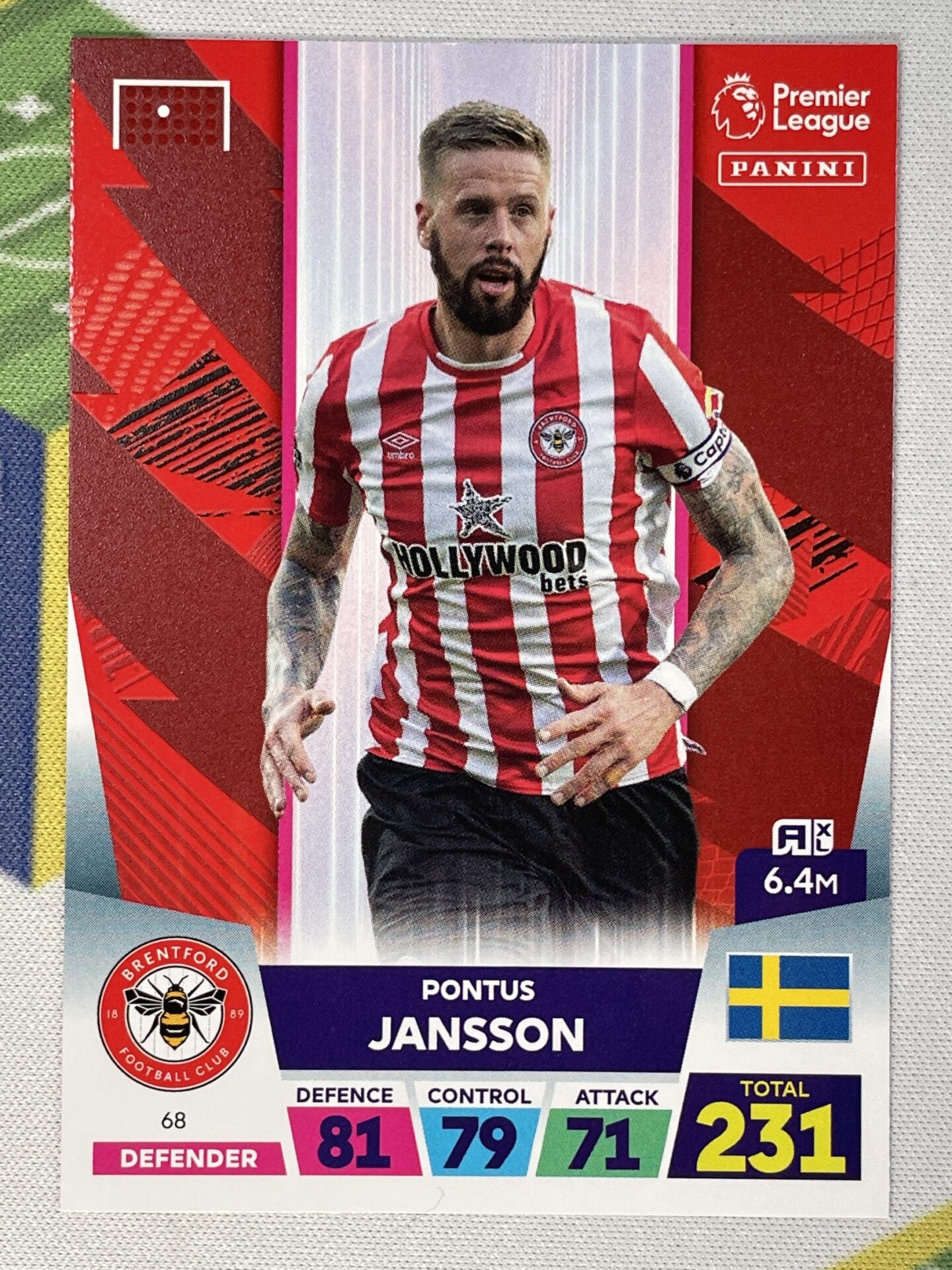 068 Pontus Jansson Brentford Base Panini Premier League Adrenalyn XL 2 – Solve Collectibles