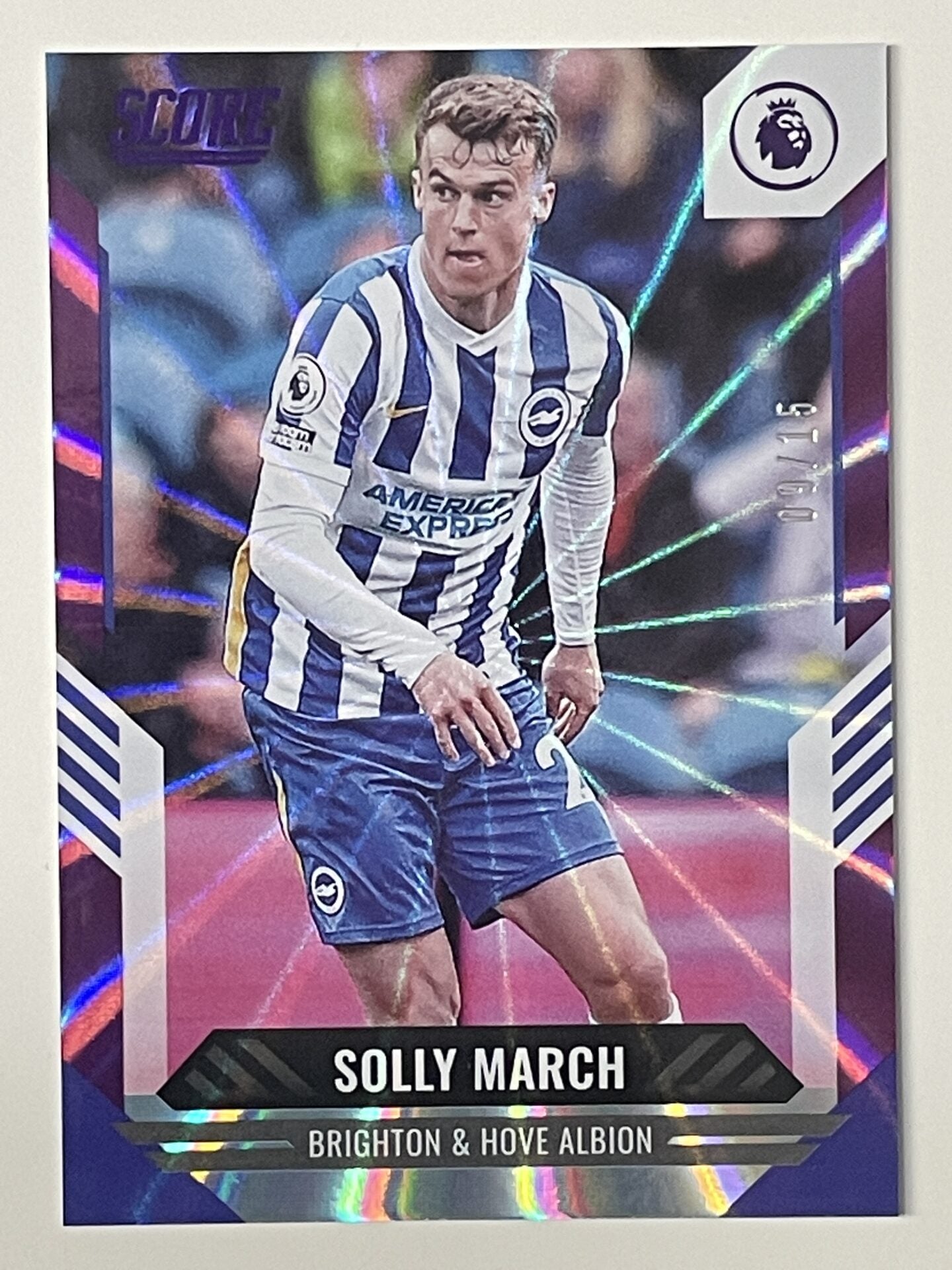 Base Purple laser Parallel 155 Solly March Brighton Panini Premier Lea ...
