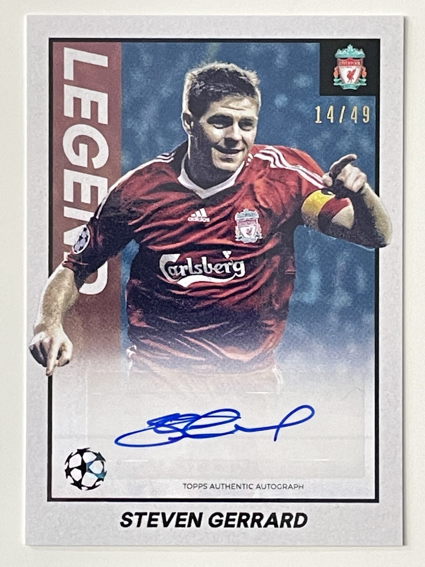 144 Steven Gerrard Liverpool Legend Autograph Parallel 14/49 Topps Mer ...