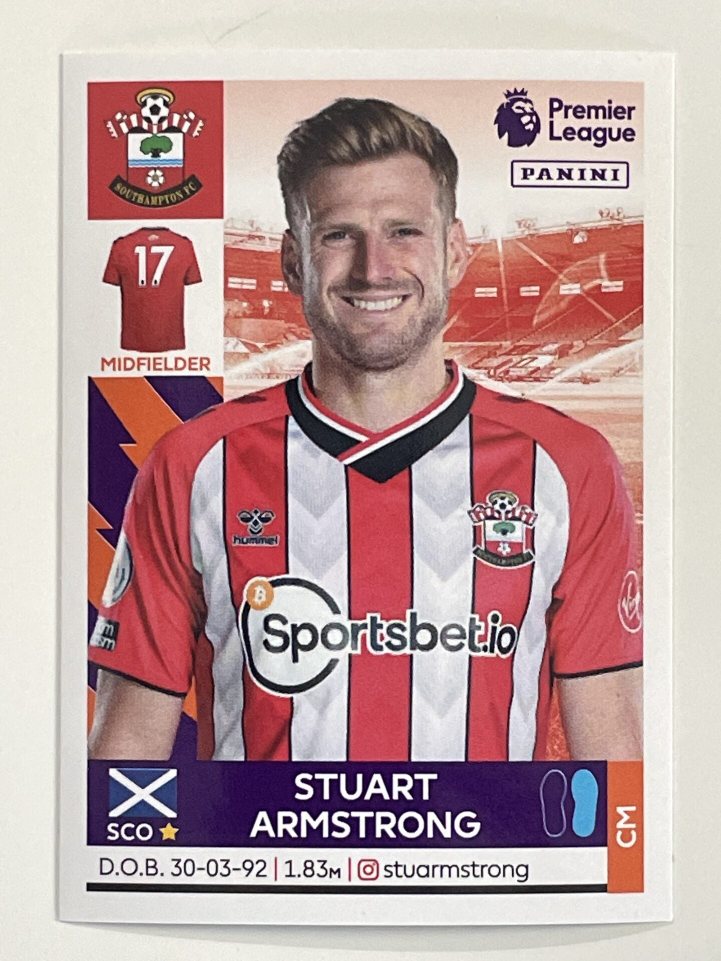 506 Stuart Armstrong Base Southampton Panini Premier League 2022 Stick ...