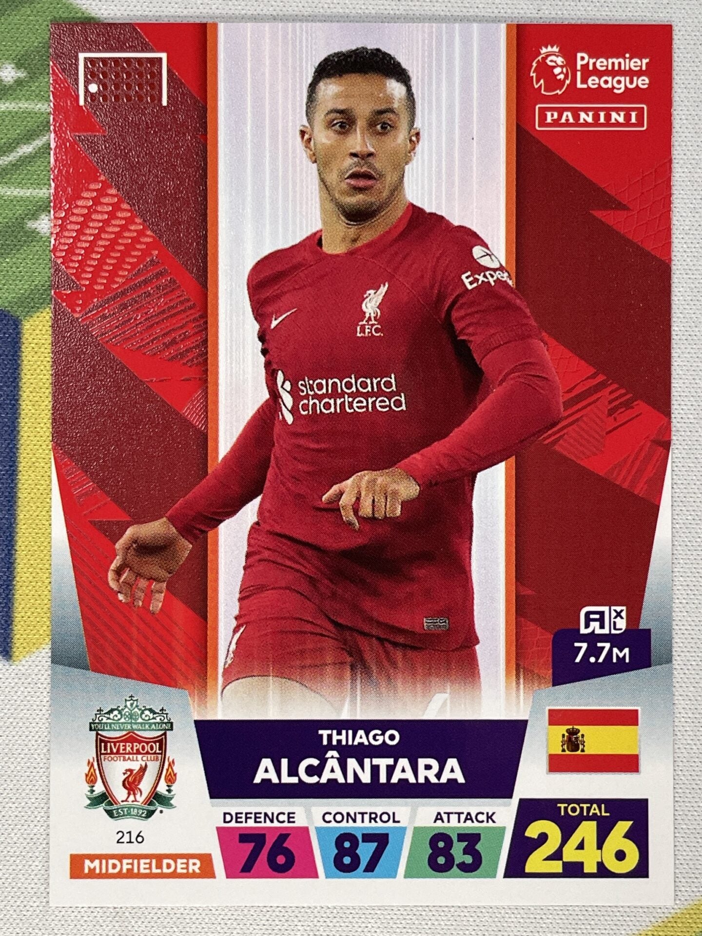 216 Thiago Alcántara Liverpool Base Panini Premier League Adrenalyn XL ...