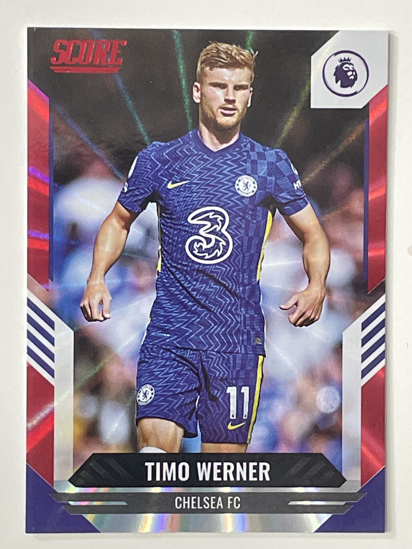 Base Red Laser Parallel 019 Timo Werner Chelsea Panini Premier League ...