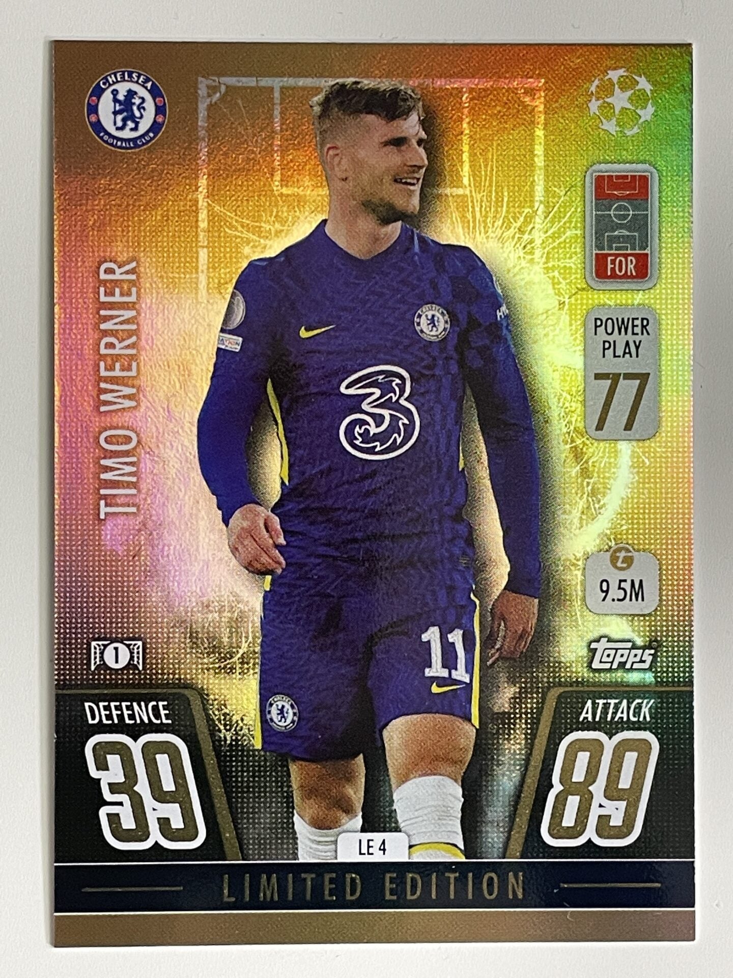 LE4 Timo Werner Chelsea Gold Limited Edition Topps Match Attax Extra 2 ...