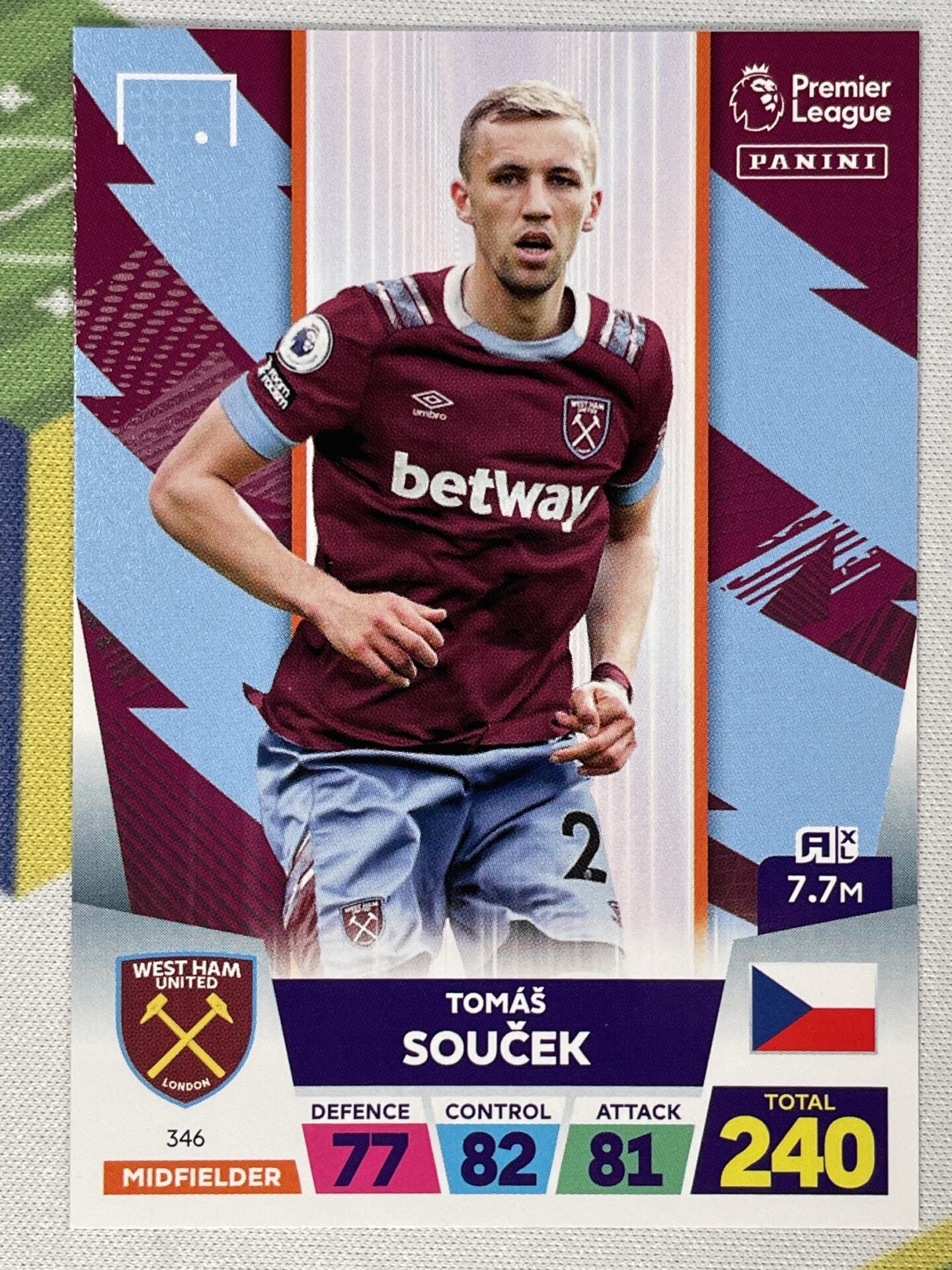 346 Tomas Soucek West Ham Base Panini Premier League Adrenalyn XL 2023 ...