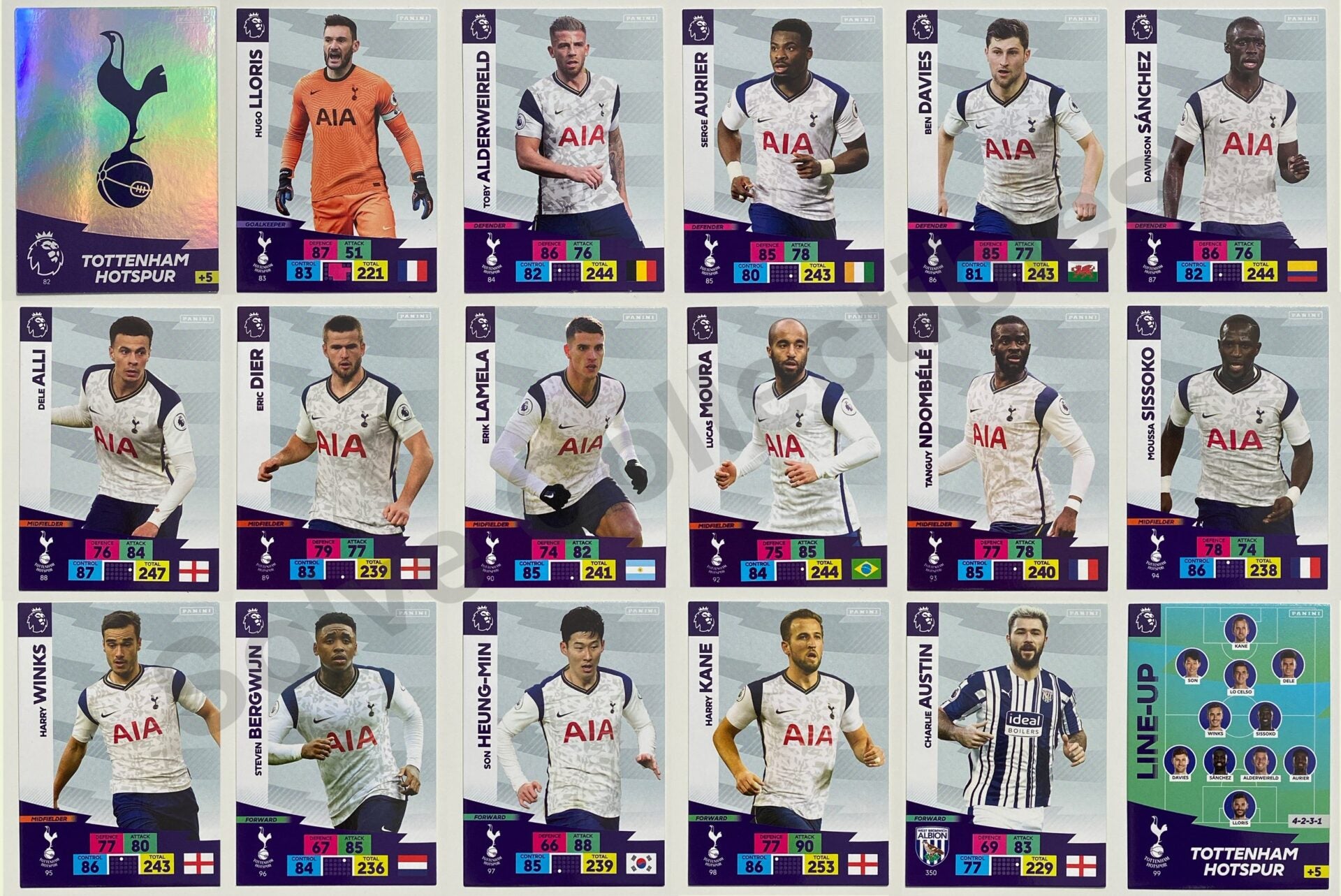 Tottenham Hotspur Complete Team Set Premier League Adrenalyn XL 2020/2 ...