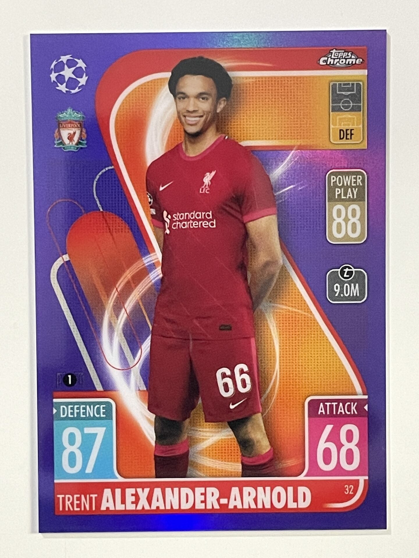 32 Purple Parallel Trent Alexander-Arnold Topps Match Attax Chrome 202 ...