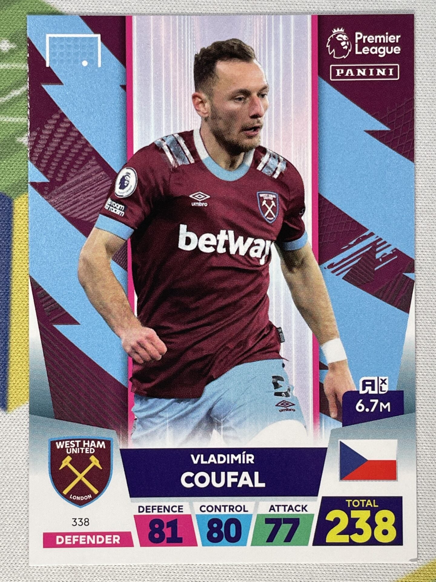 338 Vladimir Coufal West Ham Base Panini Premier League Adrenalyn XL 2 ...