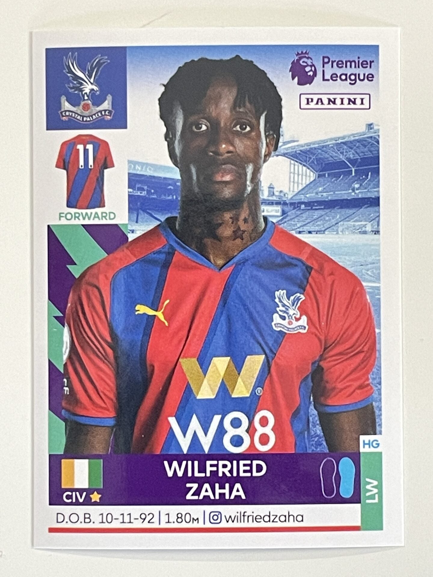 217 Wilfried Zaha Base Crystal Palace Panini Premier League 2022 Stick ...